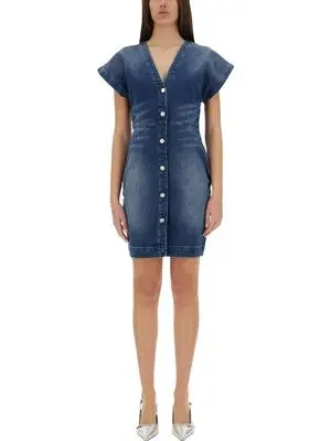 Moschino Slim Fit Button-detailed Dress - Denim