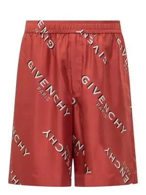 Givenchy All-over Logo Shorts - Red