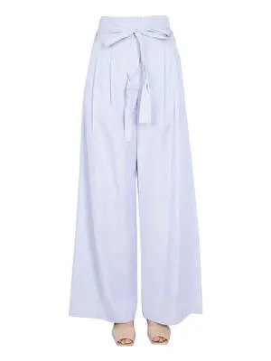MAISON JEJIA Stripe Print Tie-waist Palazzo Pants - Azure