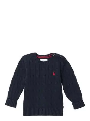 Polo Ralph Lauren Mini Cable Knit Long Sleeve Sweater - Blue
