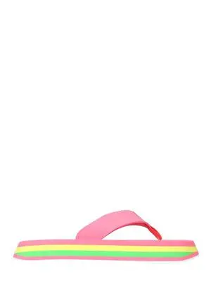 MSGM Striped Thong Sandals With 3.5 Cm Platform Sole - Fuchsia