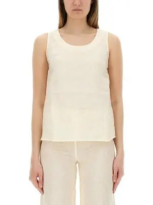 120% Lino Essential Linen Top - Beige
