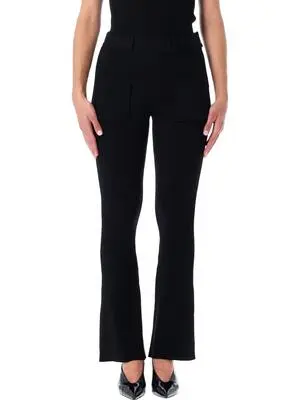 COURREGES Ribbed Knit Flare Pants With Pockets - Black