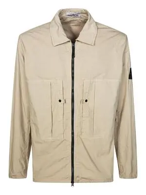 Stone Island Mercerized Organic Cotton Ripstop Overshirt - Beige