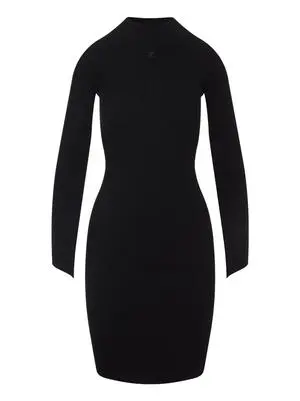 COURREGES Ribbed Knit Mini Dress - Black