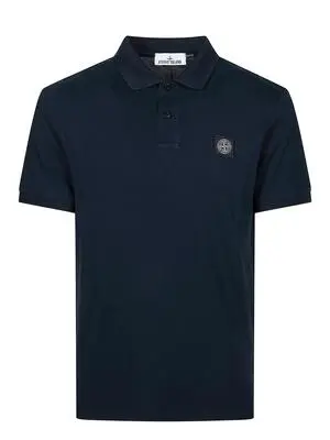 Stone Island Stone Island Compass-badge Piqué Polo Shirt Blu