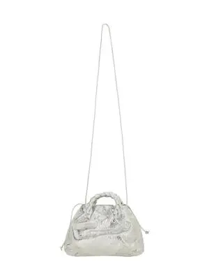 Hereu Bombon Crinkled Metallic Leather Bag - Silver