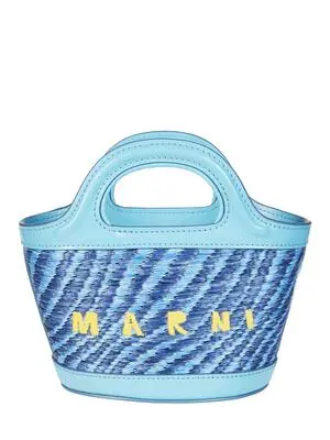 Marni Wavy Raffia-effect Tropicalia Micro Bag - Blu