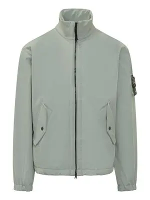 Stone Island Technical Zip Jacket With Patch Logo - Sage