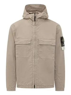 Stone Island Hooded Jacket With Pockets - Desert