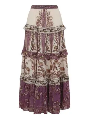 Farm Rio Delicate Ainika Viscose Maxi Skirt - Multicolour