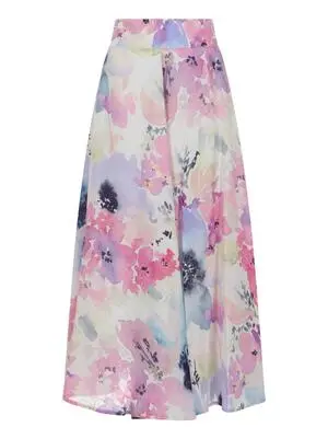 120% Lino Printed Maxi Skirt - Multicolour