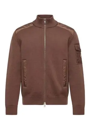 Moncler MONCLER Extra-Fine Wool Sweater With Technical Inserts And Zip Closure Marrone