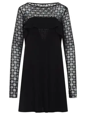 Givenchy Draped Jersey And Monogram Tulle Mini Dress - Black