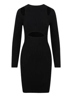 JONATHAN SIMKHAI X WOLFORD Ribbed Cutout Knit Dress - Black
