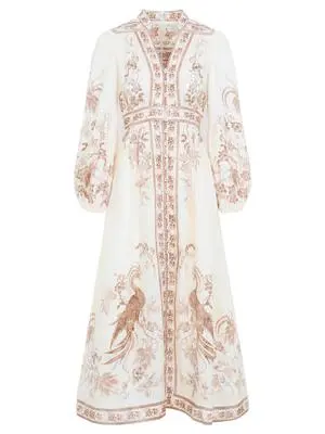 Zimmermann Printed Plunge Midi Dress - Multicolour