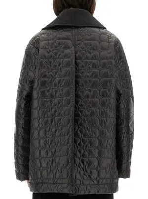 GANNI Shiny Quilt Midi Jacket - Grey