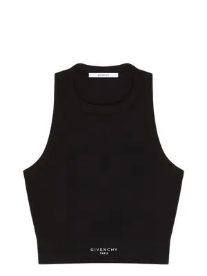 Givenchy Ribbed Logo Knit Cropped Top - Nero