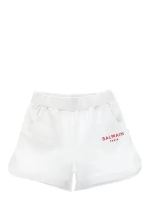 Balmain Logo Cotton Shorts - Bianco