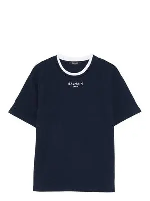 Balmain Relaxed Fit T-shirt With Embroidered Logo - Blu