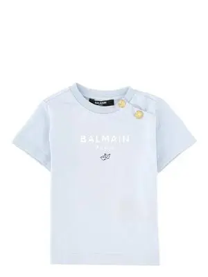 Balmain Mini Cotton T-shirt With Button Detail - Multicolour