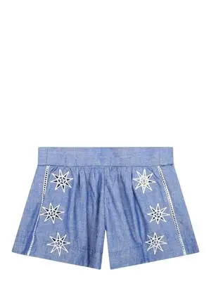 Chloé Baby Girls Embroidered Cotton Shorts - Azure