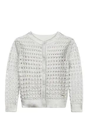 Chloé Lamé Open-knit Cardigan - Silver