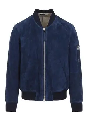 TOM FORD TOM FORD Soft Lambskin Bomber Jacket Blue
