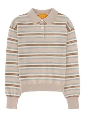 Guest In Residence Striped Cashmere Polo Sweater - Beige