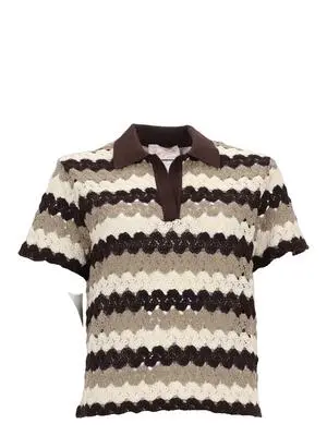 MC2 SAINT BARTH Crocheted Polo Top - Beige