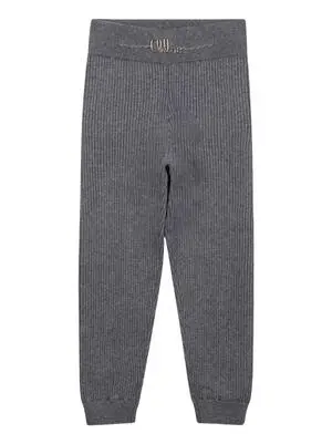 Chloé Ribbed Knit Waistband Pants With Signature Chain Detail - Grey