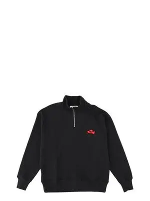 MSGM 100% Cotton Sweatshirt With Stand Collar And Logo - Black
