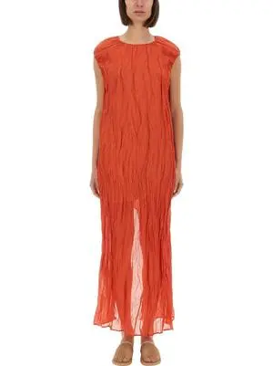 ALYSI Metallic Gauze Longuette Dress - Red