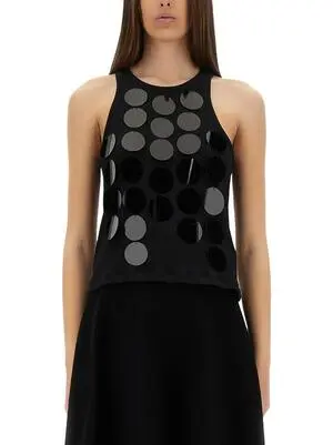 MSGM Embellished Cotton Blend Mini Top - Black