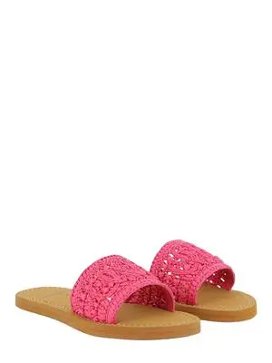 Chloé Raffia Mini Sandals With Logo - Fucsia