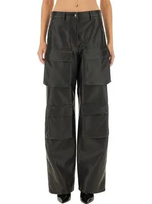 MSGM Faux-leather Cargo Pants - Black