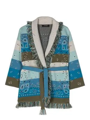 Alanui Striped Bandana-print Cashmere Cardigan - Multicolour