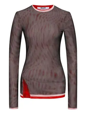 MSGM Sheer Mesh Long Sleeve Top - Black
