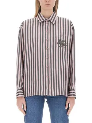 Etro Pegaso Embroidered Striped Shirt - Pink