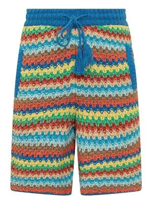 Alanui Striped Crochet Drawstring Shorts - Multicolor