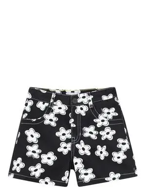 Marc Jacobs Floral Print Shorts With Contrast Stitching - Black
