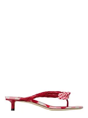 JIMMY CHOO Liss 35 Mixed Gingham Cotton Mule Sandals - Rubyredmix