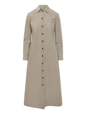 Tory Burch Button-up Shirt Dress With Elegant Collar - Grey