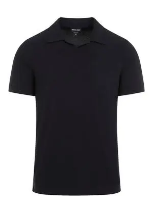 Giorgio Armani Asv Stretch Viscose Jersey Short-sleeved Polo Shirt - Blue