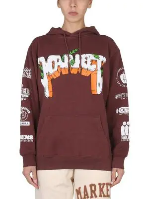 MARKET Hooded Sweatshirt With Graphic Detail - Brown