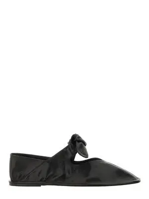 Hereu Llasada Lambskin Ballet Flats With Bow Detailing - Black