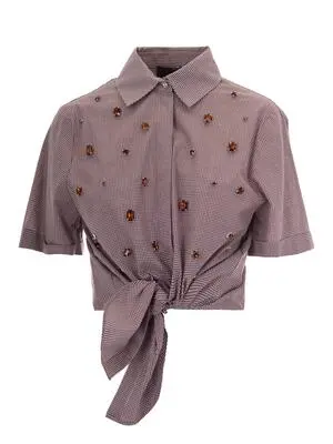 Liu Jo LIU JO Embellished Checked Shirt Choco Square