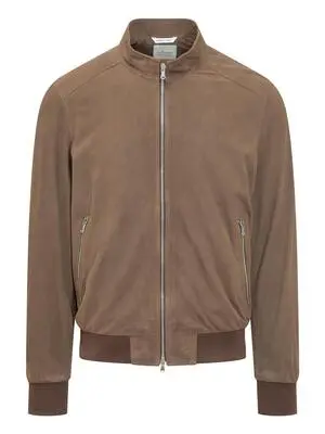ESTERNO Suede Zip-up Bomber Jacket - 4