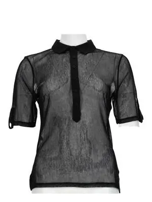 Paloma Wool Sheer Mesh Polo Shirt - Black