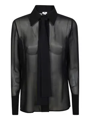 ELISABETTA FRANCHI ELISABETTA FRANCHI Black Sheer Shirt With Tie Detail